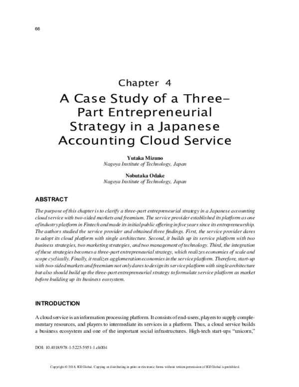 (PDF) A Case Study of a Three-Part Entrepreneurial Strategy in a Japanese Accounting Cloud Service