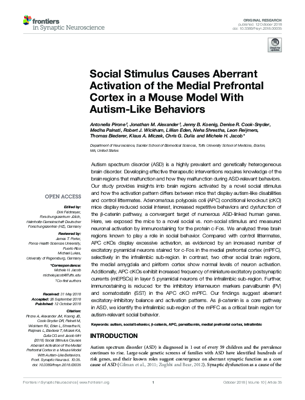 (PDF) Social Stimulus Causes Aberrant Activation of the Medial ...
