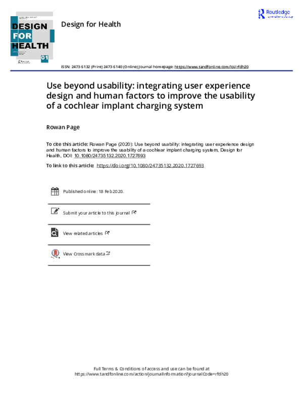 (PDF) Use beyond usability: integrating user experience design and human factors to improve the ...