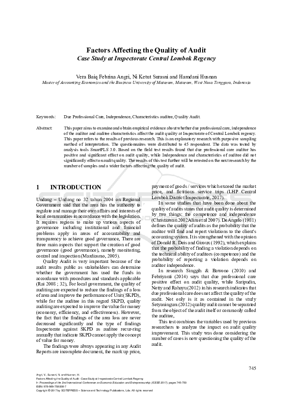 (PDF) Factors Affecting the Quality of Audit