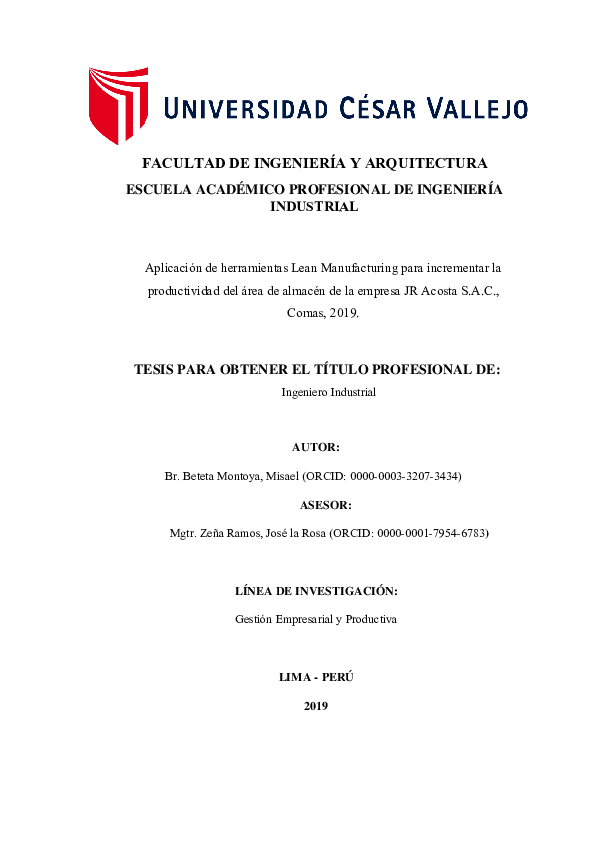 (PDF) Aplicación de herramientas lean manufacturing para incrementar la ...