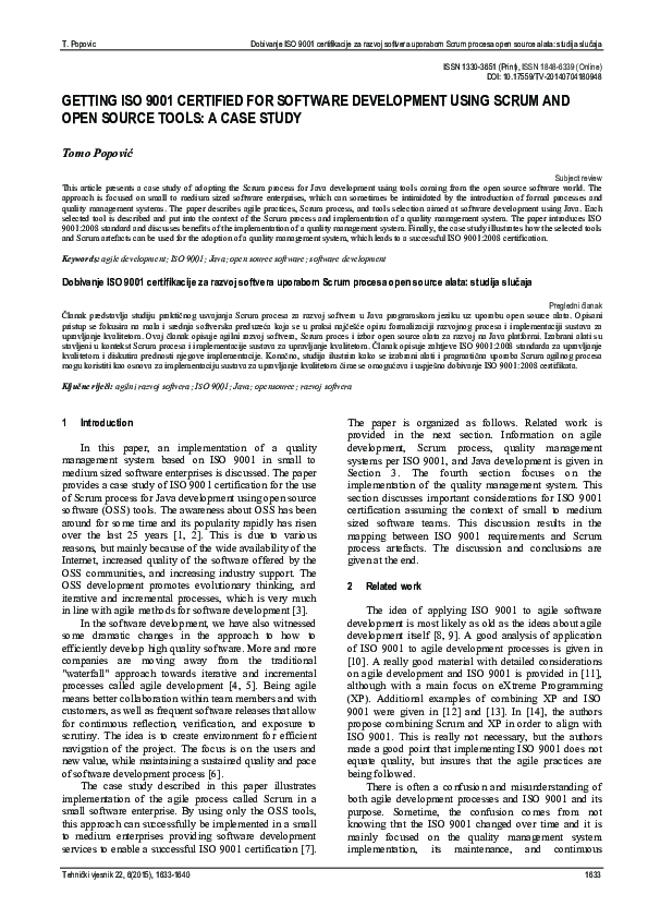 (PDF) Getting ISO 9001 certified for software development using scrum ...