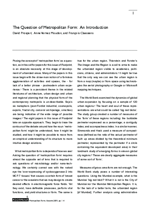 (PDF) The Question of Metropolitan Form: Introduction
