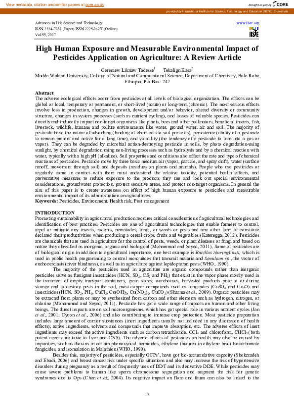 (PDF) High Human Exposure and Measurable Environmental Impact of ...