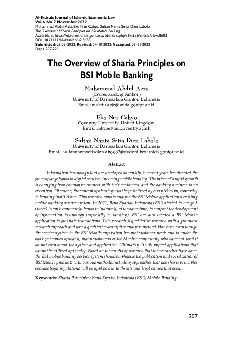(PDF) The Overview of Sharia Principles on BSI Mobile Banking