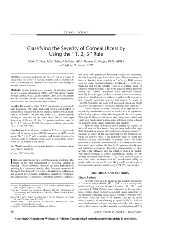 (PDF) Classifying the Severity of Corneal Ulcers by Using the “1, 2, 3” Rule