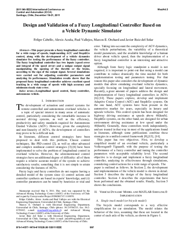 (PDF) Design and validation of a fuzzy longitudinal controller based on ... (PDF) Design and validation of a fuzzy longitudinal controller based on ...