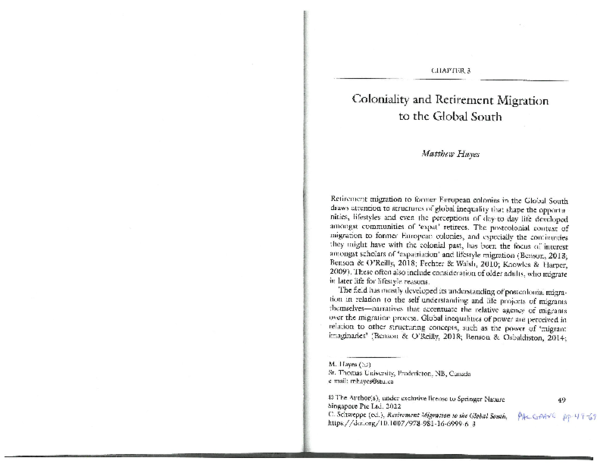 (PDF) 2022. Coloniality and Retirement Migration to the Global South