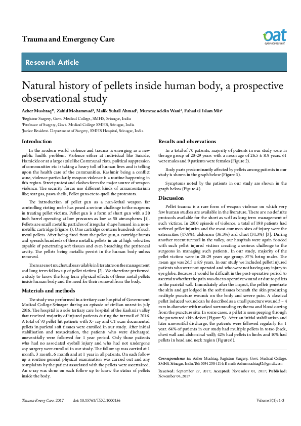 (PDF) Natural history of pellets inside human body, a prospective ...