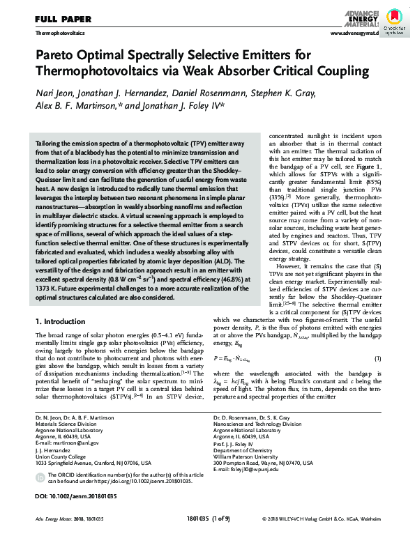 (PDF) Pareto Optimal Spectrally Selective Emitters for ...