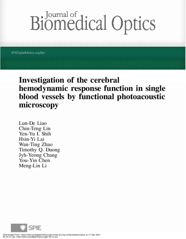 (PDF) Investigation of the cerebral hemodynamic response function in single blood vessels by ...