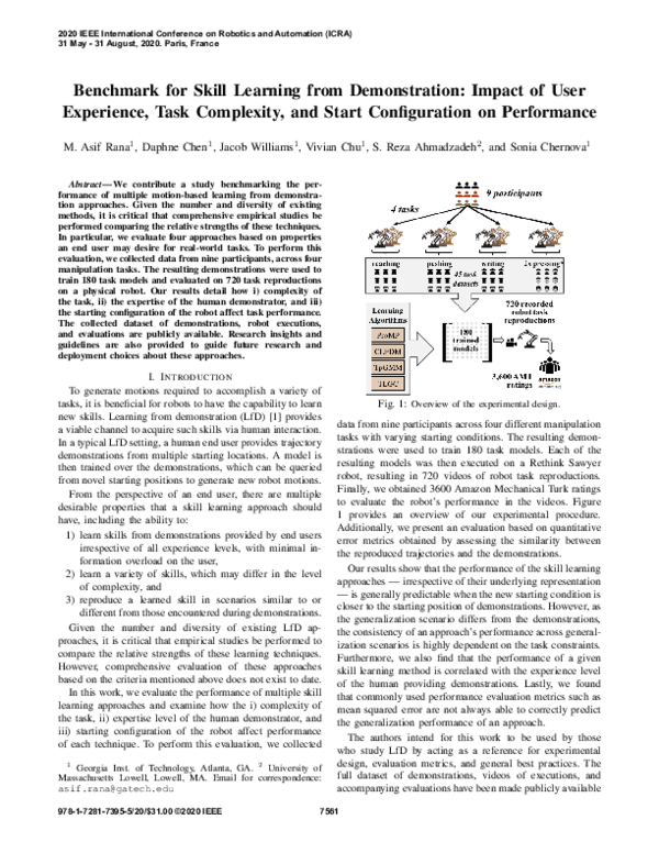 (PDF) Benchmark for Skill Learning from Demonstration: Impact of User ...