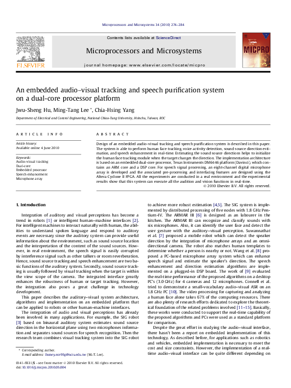 (PDF) An embedded audio–visual tracking and speech purification system ...