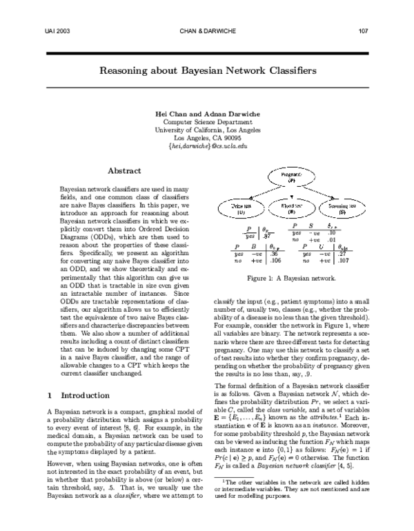 (PDF) Reasoning about Bayesian Network Classifiers