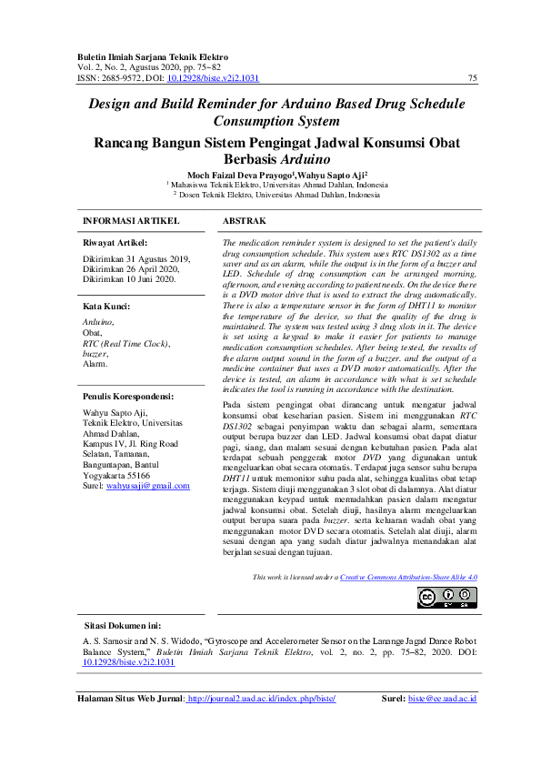 Pdf Design And Build Reminder For Arduino Based Drug Schedule Consumption System
