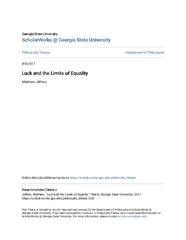 (PDF) Luck and the Limits of Equality