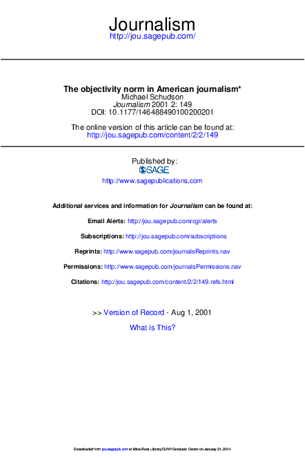 (PDF) The Origins of Objectivity in American Journalism | Richard ...