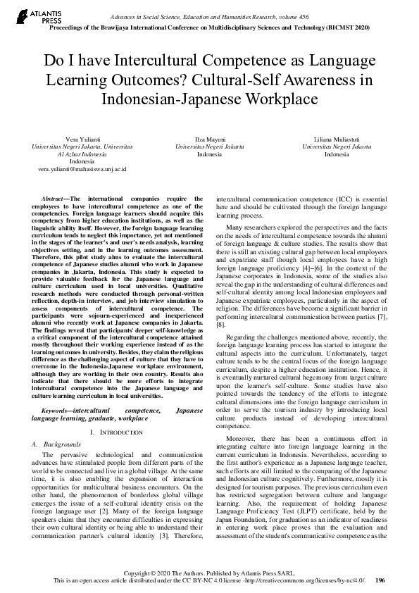(PDF) Do I have Intercultural Competence as Language Learning Outcomes ...