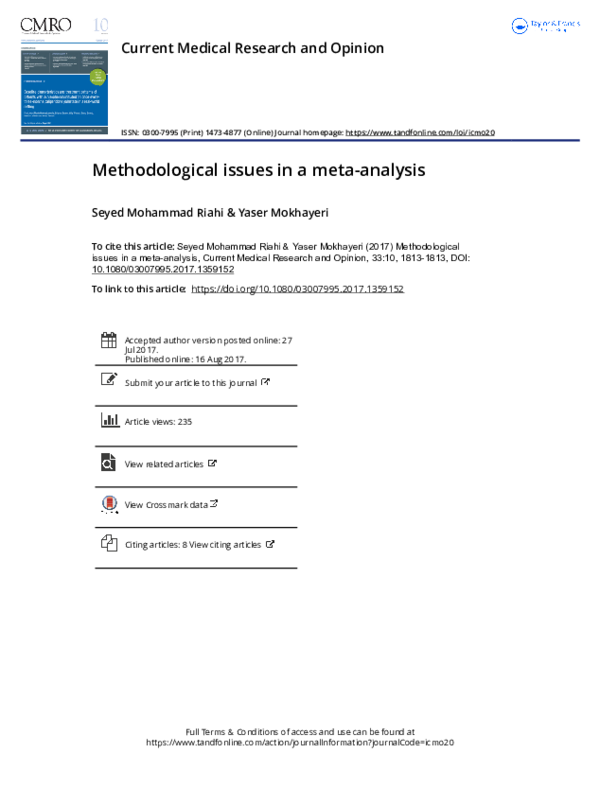 (PDF) Methodological issues in a meta-analysis