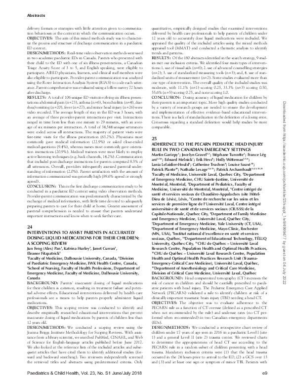 Adherence to the Pecarn Pediatric Head Injury Rule in Two Canadian ...