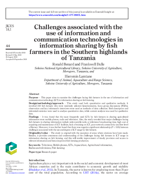 (PDF) Challenges associated with the use of information and ...