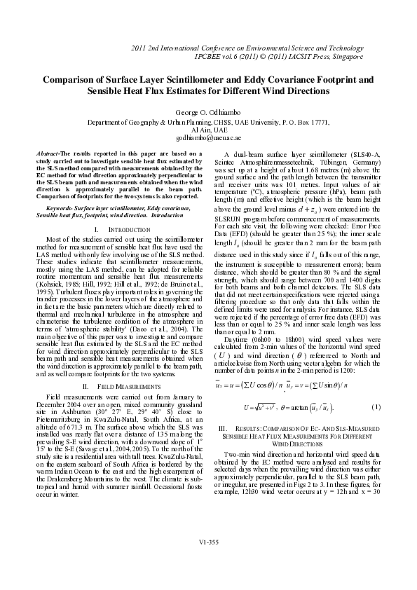 (PDF) Comparison of Surface Layer Scintillometer and Eddy Covariance ...