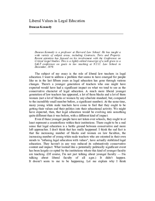 (PDF) Liberal Values in Legal Education