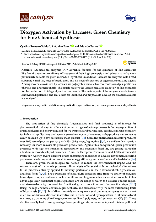 (PDF) Laccases in Green Synthesis of Fine Chemicals