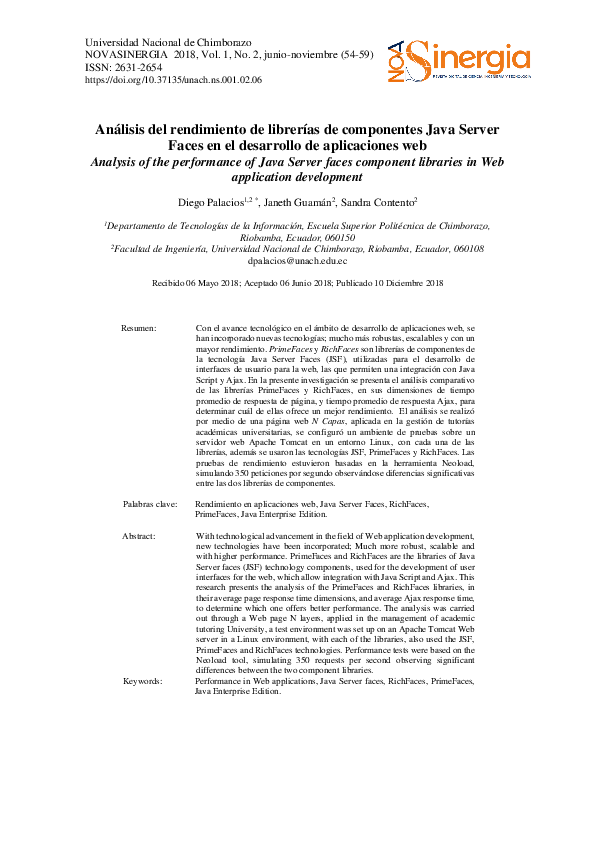 (PDF) Análisis del rendimiento de librerías de componentes Java Server ...