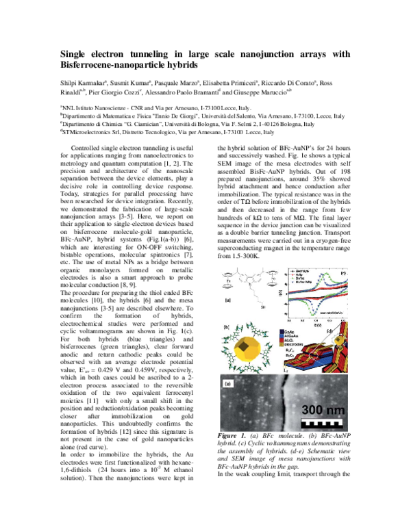 Pdf Single Electron Tunneling In Large Scale Nanojunction Arrays With