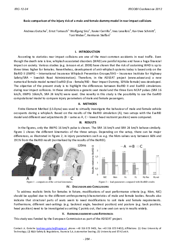 (PDF) Basic comparison of the injury risk of a male and female dummy ...