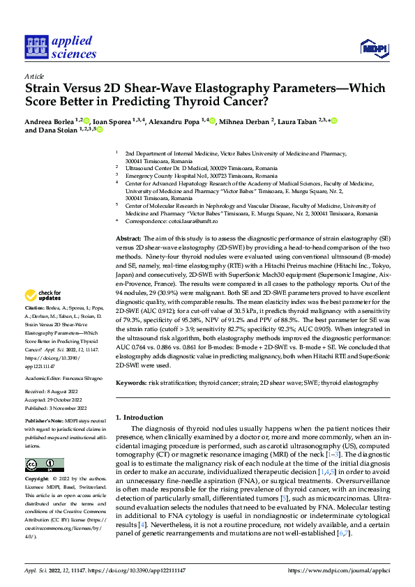 Pdf Strain Versus 2d Shear Wave Elastography Parameters—which Score