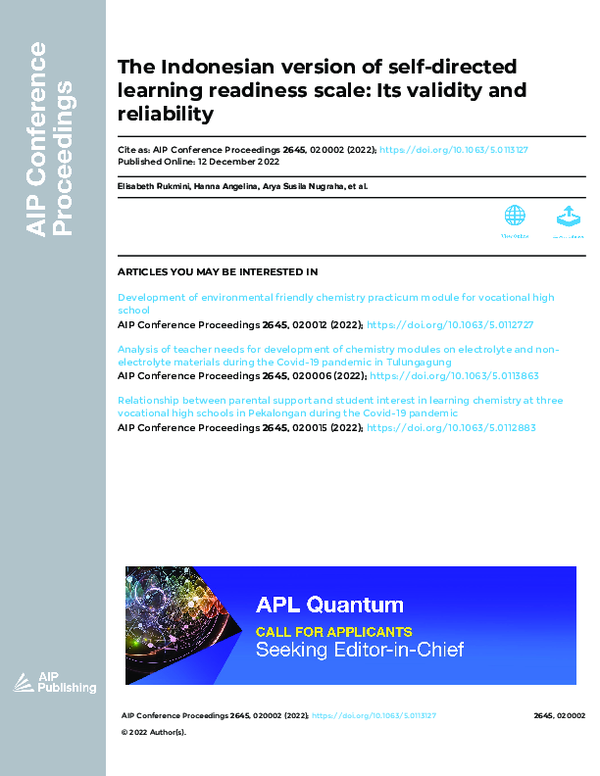 (PDF) The Indonesian version of self-directed learning readiness scale ...