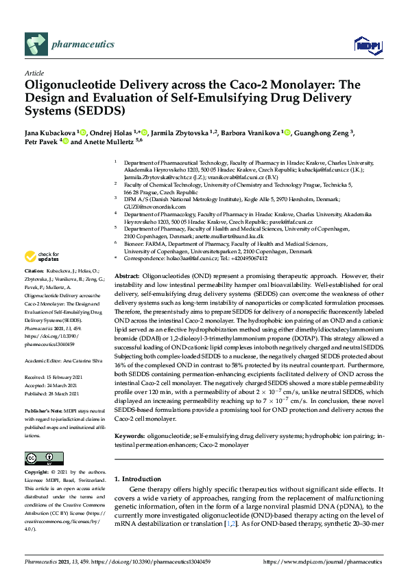 (PDF) Oligonucleotide Delivery across the Caco-2 Monolayer: The Design ...