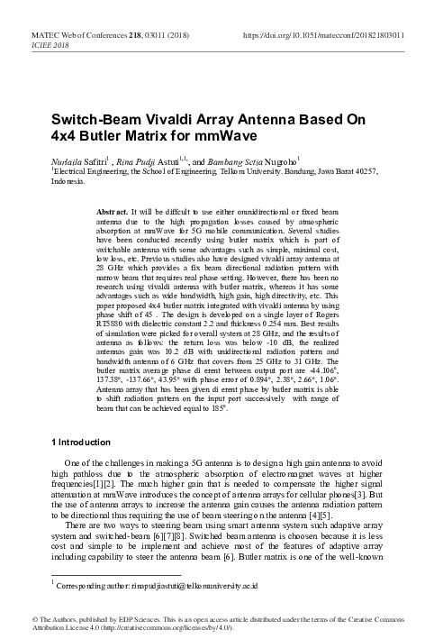 (PDF) Switch-Beam Vivaldi Array Antenna Based On 4x4 Butler Matrix for ...