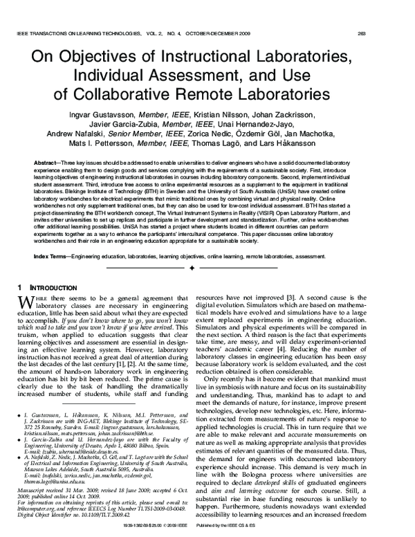 (PDF) On Objectives of Instructional Laboratories, Individual Assessment, and Use of ...