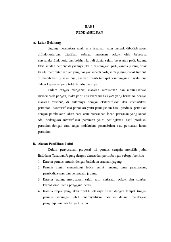 (DOC) Proposal Budidaya Tanaman Jagung