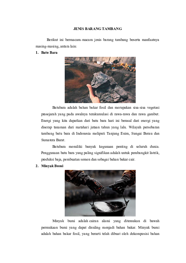 (DOC) JENIS-JENIS BARANG TAMBANG