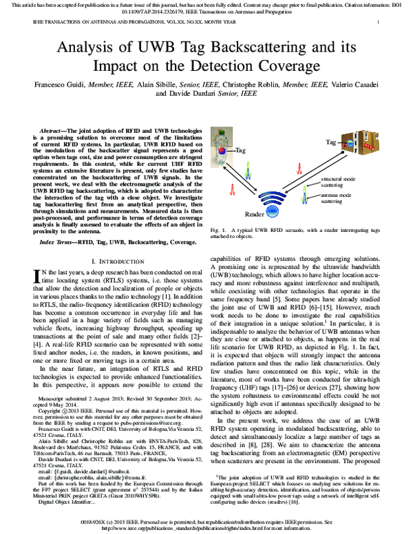 (PDF) Analysis of UWB Tag Backscattering and Its Impact on the Detection Coverage