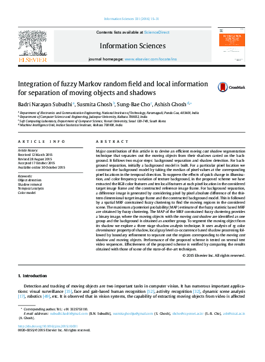 (PDF) Integration of fuzzy Markov random field and local information for separation of moving ...