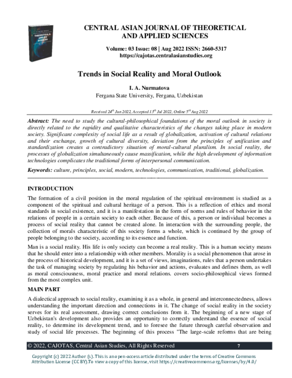 (PDF) Trends in Social Reality and Moral Outlook