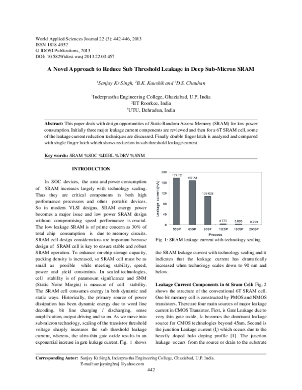 (PDF) Deep sub-micron SRAM design for low leakage