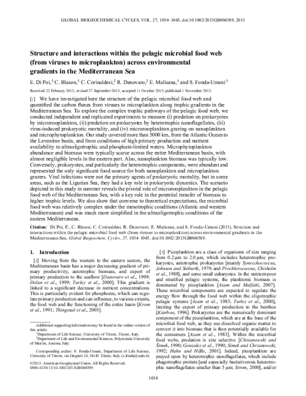 (PDF) Structure and interactions within the pelagic microbial food web ...