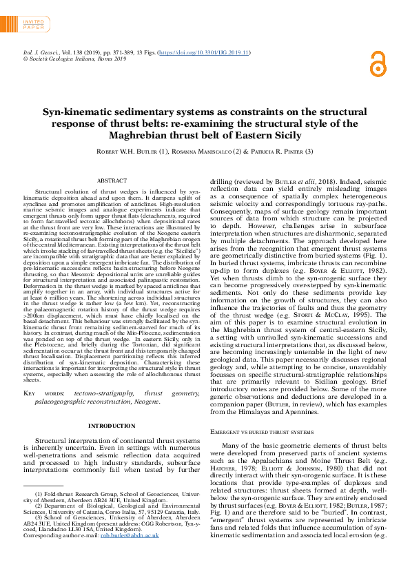 Pdf Syn Kinematic Sedimentary Systems As Constraints On The