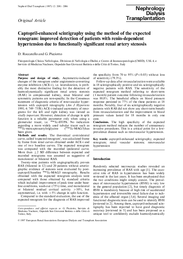 (PDF) Captopril-enhanced scintigraphy using the method of the expected ...