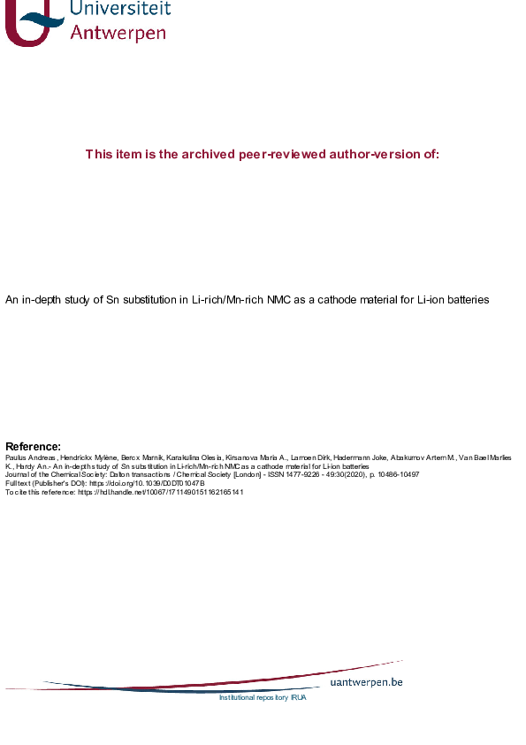 (PDF) Sn Substitution in Li-Rich NMC Cathodes