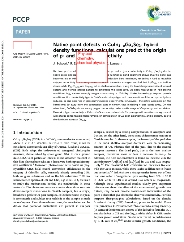(PDF) Native point defects in CuIn_{1-x}Ga_{x}Se_{2}$ : hybrid density ...