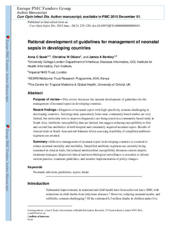 (PDF) Rational development of guidelines for management of neonatal ...