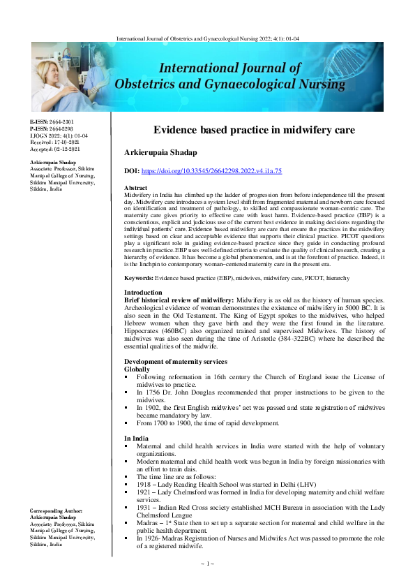 (PDF) Evidence based practice in midwifery care