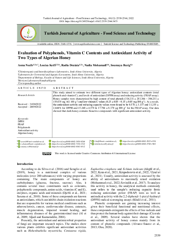 (PDF) Evaluation of Polyphenols, Vitamin C Contents and Antioxidant Activity of Two Types of ...